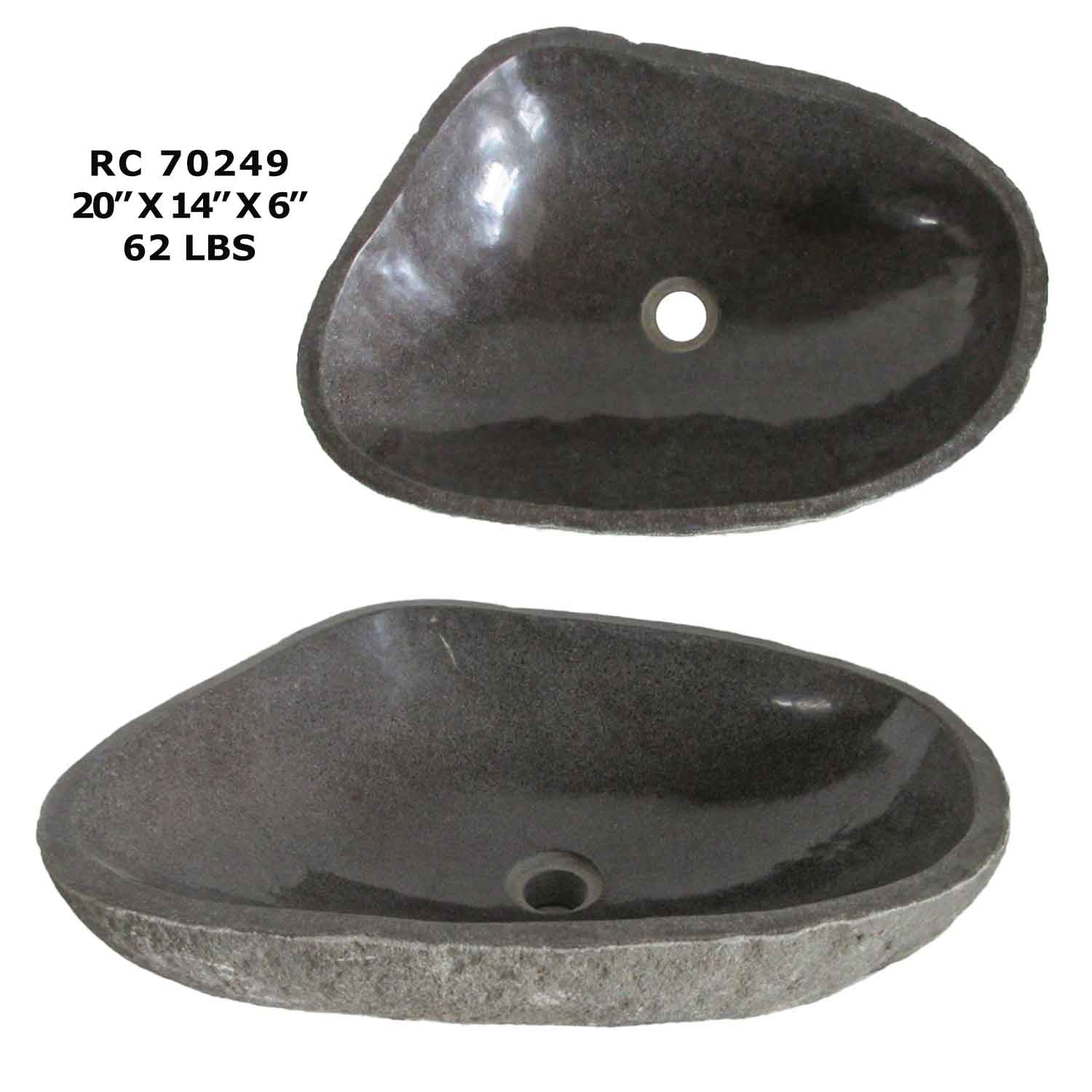 Natural Stone Oval Vessel Bathroom Sink | River Stone Sink - RC70249
